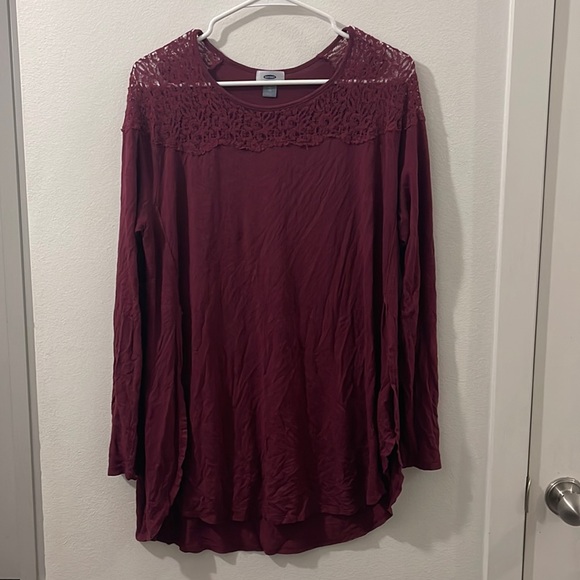 Old Navy | Tops | Maroon Old Navy Tunic Top With Lace Detail | Poshmark